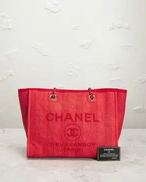 FWRD RENEW Chanel Small Deauville Tote Bag - Red