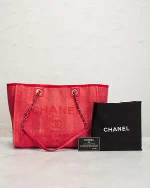 FWRD RENEW Chanel Small Deauville Tote Bag - Red