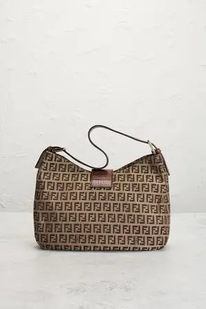 Fendi Zucchino Shoulder Bag - Brown