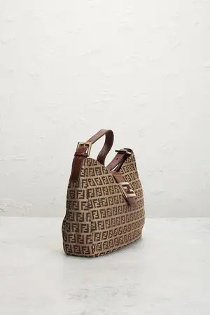 Fendi Zucchino Shoulder Bag - Brown