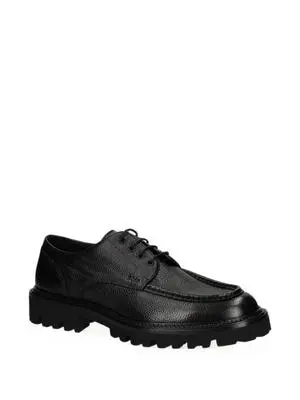 BOSS Leather Derby Shoes With Constructed Lug Sole - Black