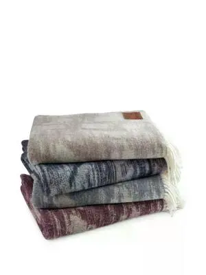 Roberto Cavalli Savanna Fringed Animal-pattern Wool Blanket - Grey