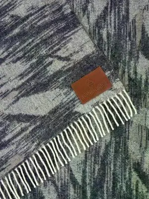 Roberto Cavalli Savanna Fringed Animal-pattern Wool Blanket
