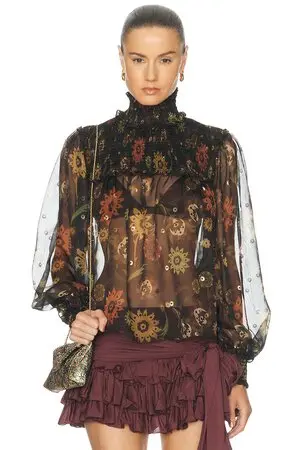 SIEDRES Mirelle Sheer Floral Blouse