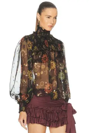 SIEDRES Mirelle Sheer Floral Blouse