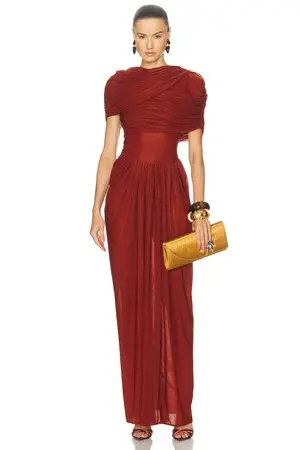 Marianna Senchina Lola Dress In Rust - Maroon