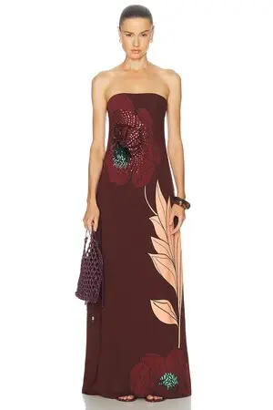 Johanna Ortiz Petals Maxi Dress - Wine
