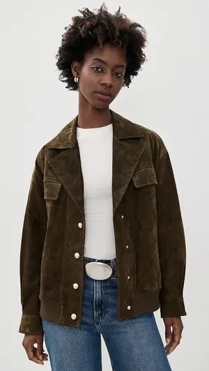LAMARQUE Aleda Suede Jacket Olive