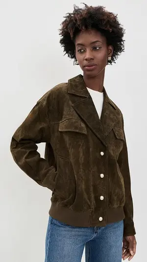 LAMARQUE Aleda Suede Jacket - Olive