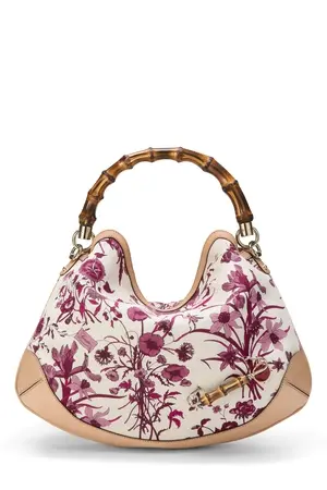 GUCCI Pink Floral Canvas Peggy Hobo