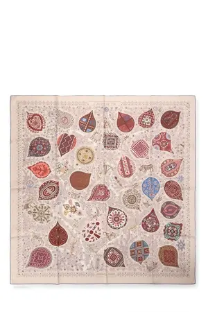 Hermès Multicolor 'l'arbre De Vie' Silk Scarf 90 - Pink