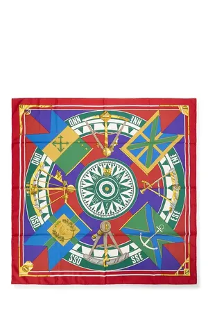 Hermès Multicolor 'sextants' Silk Scarf 90 - Multi
