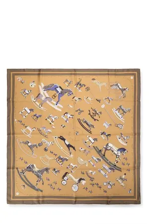 Hermès Multicolor 'raconte-moi Le Cheval' Silk Scarf 90 - Grey