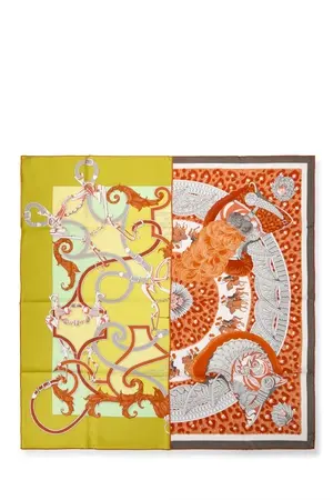 Hermès Multicolor 'plumets Du Roy' Silk Scarf 90 - Grey