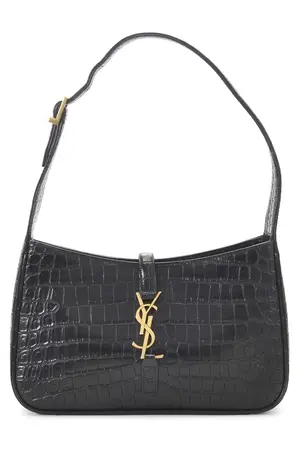 Saint Laurent Embossed Le 5 À 7 Shoulder Bag - Black