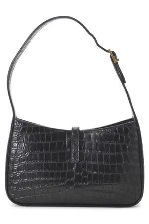 Saint Laurent Embossed Le 5 À 7 Shoulder Bag - Black