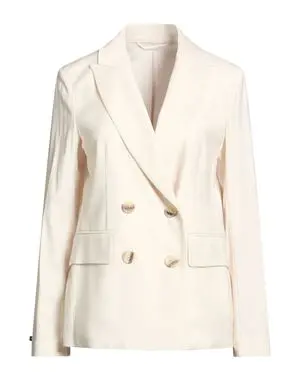 Peserico Blazer Cream Size Virgin Wool, Viscose, Elastane - White