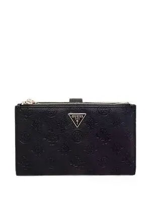 Guess Logo-embossed Zip-around Wallet - Black