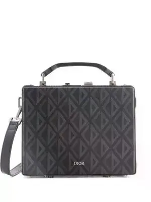 Dior Lock Convertible Briefcase Cd Diamond Coated Canvas Mini Business Bag