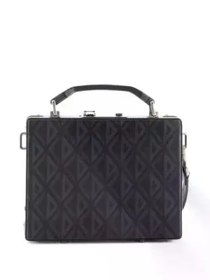 Dior Lock Convertible Briefcase Cd Diamond Coated Canvas Mini Business Bag