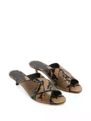 Le Monde Beryl Luca Snake-effect Kitten-heel Sandals - Brown