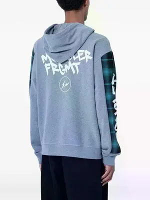 Moncler X Fragment Plaid-panel Logo-print Hoodie