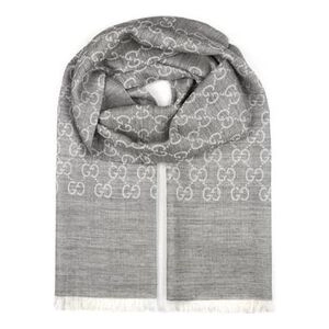Gucci Gg Wool Silk Jacquard Scarf - Grey
