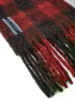 Our Legacy Check-pattern Fringed Scarf - Red