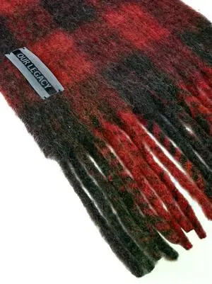 Our Legacy Check-pattern Fringed Scarf - Red