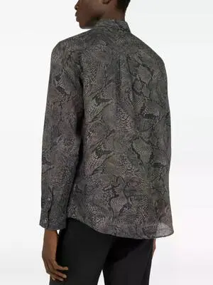 Roberto Cavalli Snakeskin-print Linen Shirt