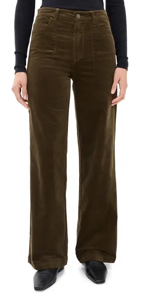 Paige Anessa Utility Stitch Pocket Corduroy Pants - Fern
