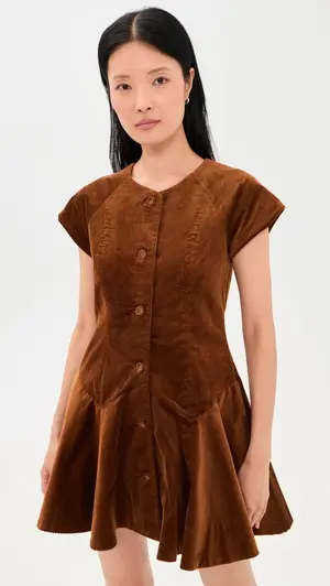 GANNI Corduroy Buttoned Mini Dress