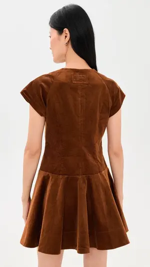 GANNI Corduroy Buttoned Mini Dress