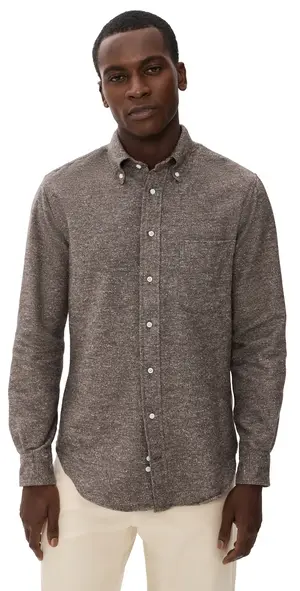 Gitman Bros Nepped Chambray Shirt - Brown