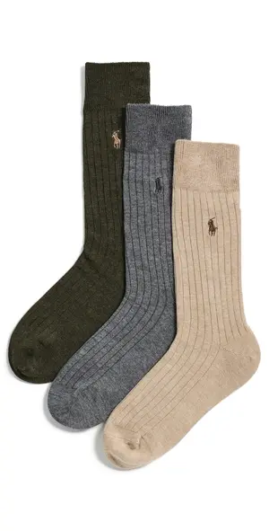 Polo Ralph Lauren Soft Touch Rib Socks 3 Pack - Olive