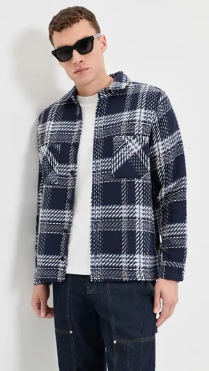 WAX LONDON Whiting Plaid Weave Overshirt