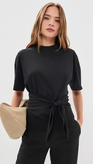 ST. AGNI Cotton Jersey Split Back Tee