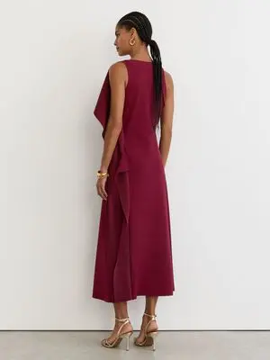 REISS Emory Drape-detail Cowl-neck Midi Dress - Red