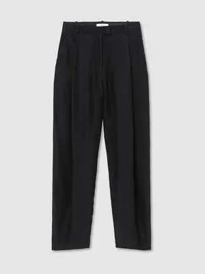 REISS Aries Jacquard Deep-pleat Barrel-leg Trousers