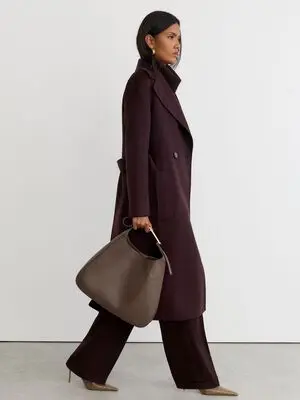 REISS Lucia Petite Wool-blend Double-breasted Blindseam Coat - Grape
