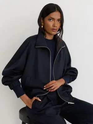 REISS Solene Wool-blend Dual-zip Bomber Jacket