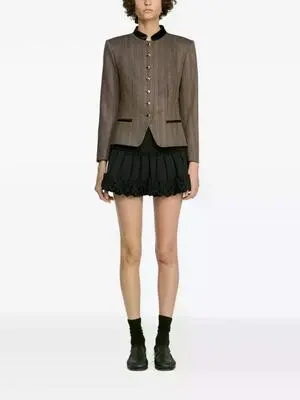 Sandro Striped Velvet-collar Jacket - Brown