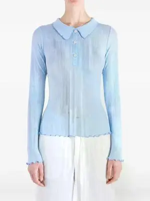 BASERANGE Ribbed Lettuce-trim Top - Blue