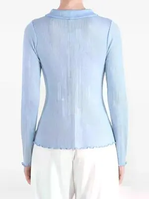 BASERANGE Ribbed Lettuce-trim Top - Blue