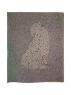 Roberto Cavalli Leopard-intarsia Blanket - Neutrals
