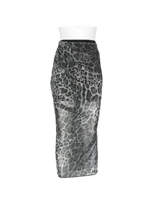 ANIYE BY Lulù Leopard-print Ruched Midi Skirt - Grey