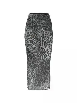 ANIYE BY Lulù Leopard-print Ruched Midi Skirt - Grey