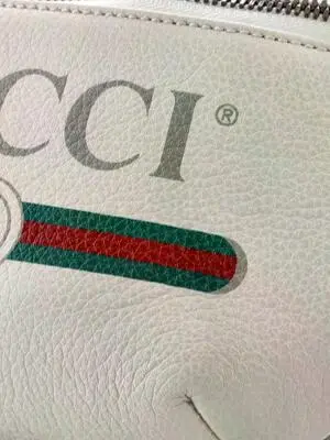 Gucci Logo Printed Leather Small Belt Bag - White
