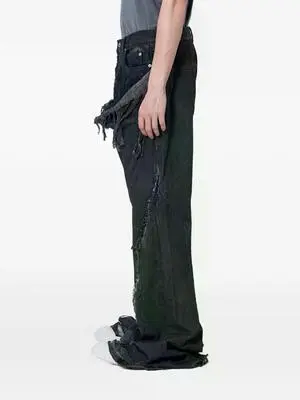 Rick Owens Distressed Frayed-edge Jeans - Black