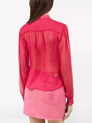 Roberto Cavalli Pussy-bow Sheer Blouse